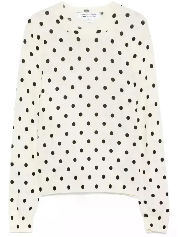 Comme Des Garçons Polka-dot Sweater - White