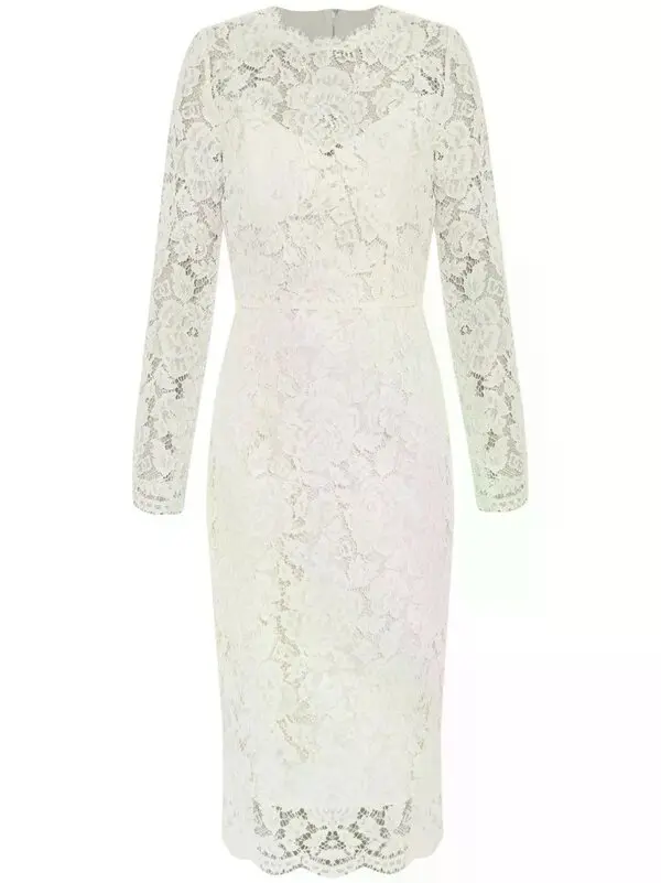 Dolce & Gabbana Lace Midi Dress - White - 12% Off | Editorialist