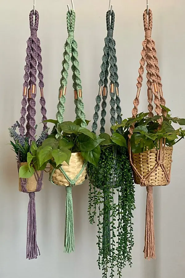 I WOULD RATHER KNOT Macrame Plant Hanger With A Twist - Agave