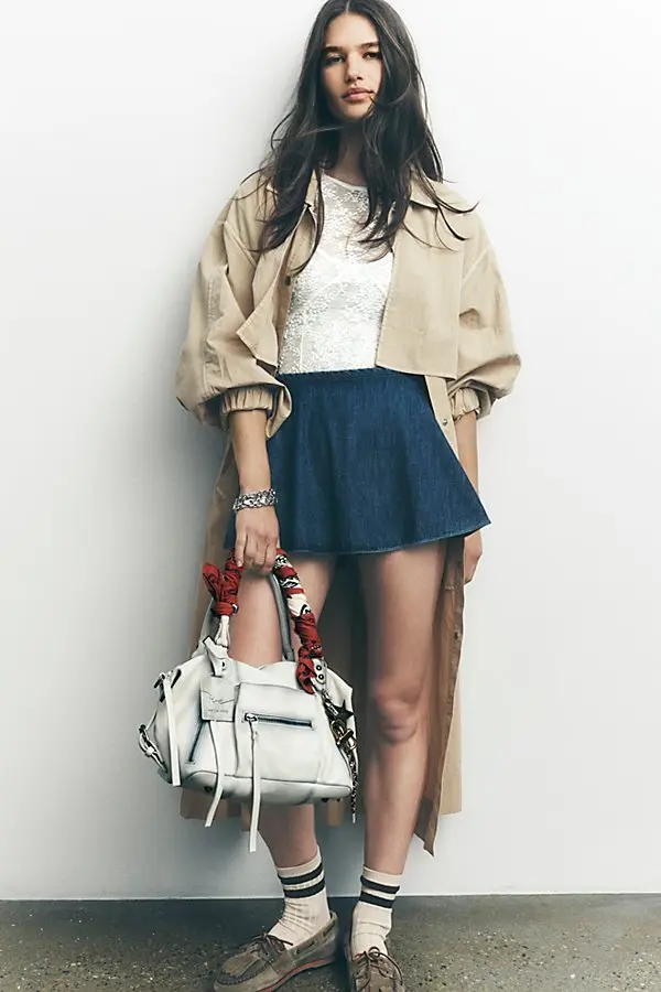 Free People Paradise Found Denim Skort - Mid Indigo