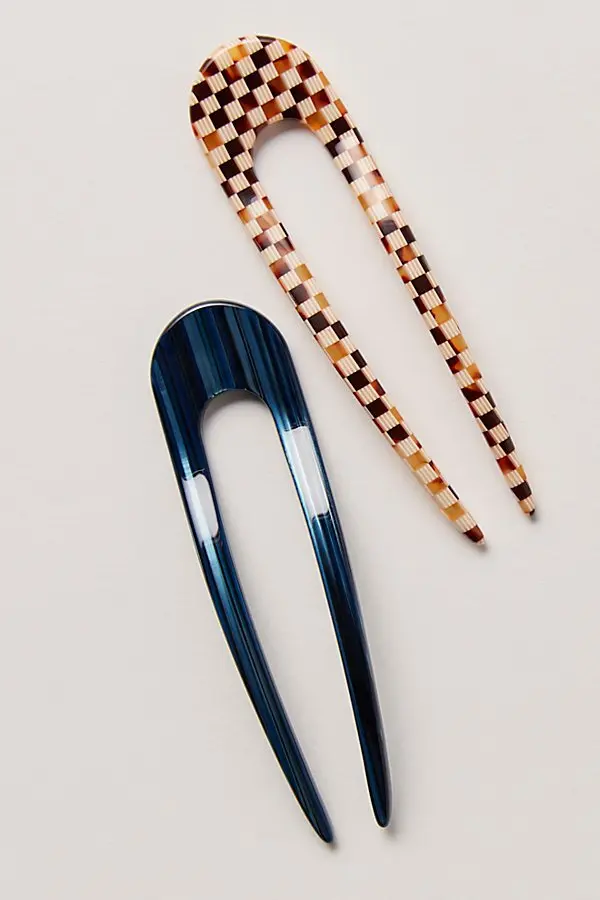 MACHETE French Hair Pin - Checkered Tort