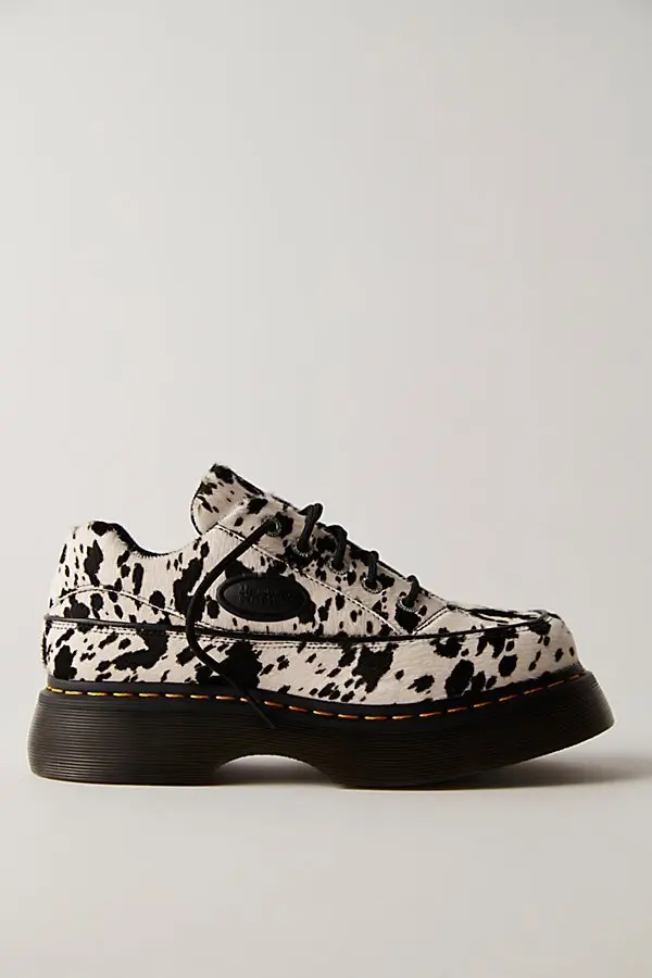 Dr. Martens Buzz Hair On Hide Oxfords - Cream/black Dalmation