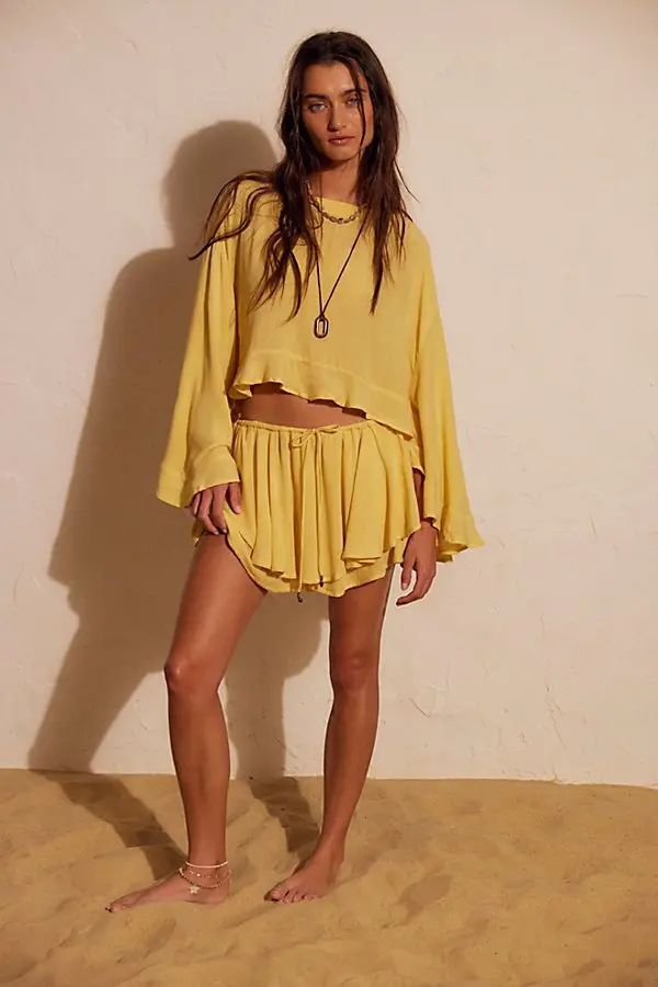 Free People Delilah Skort Set - Solar Lemon
