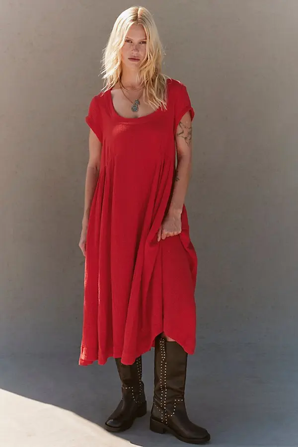 Free People Blaine Midi Dress - Fiery Red