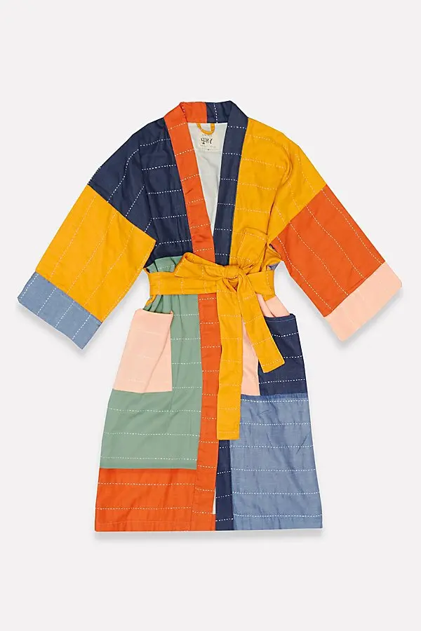ANCHAL Colorblock Cotton Robe