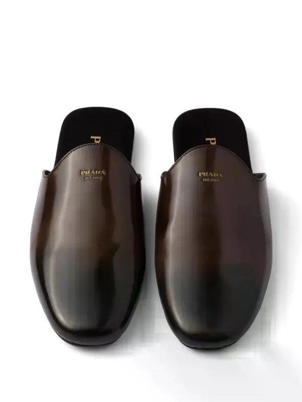 Prada Brushed-leather Mules