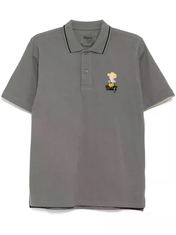 MUSIUM DIV. Embroidered Polo Shirt - Grey
