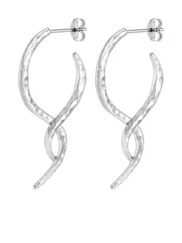 DOWER & HALL Large Entwined Double Twist Hoop Earrings - Silver