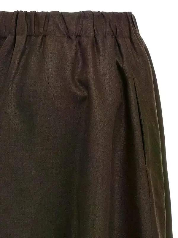 Brunello Cucinelli Linen Maxi Skirt - Brown