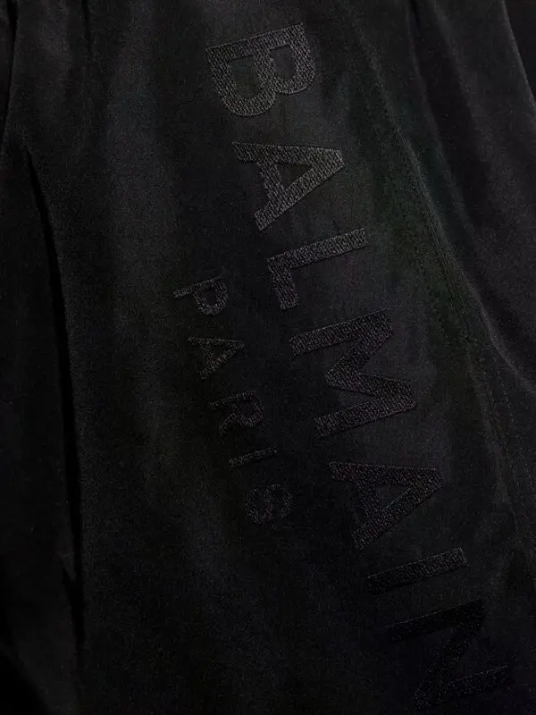 Balmain Logo Appliqué Swim Shorts - Black