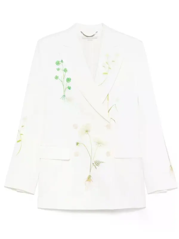 Stella McCartney Floral-embroidered Blazer - Neutrals