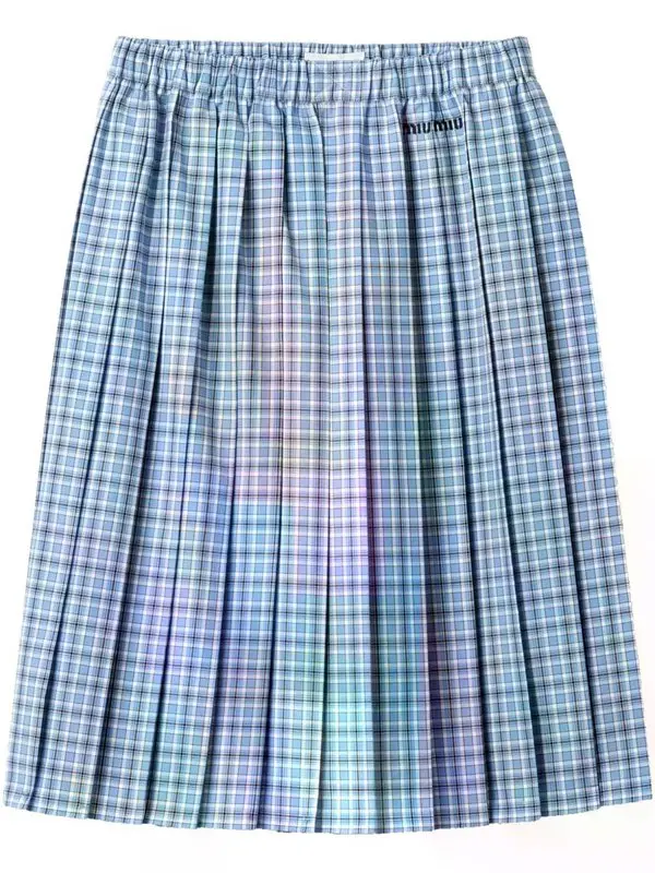 Miu Miu Pleated Checked Skirt