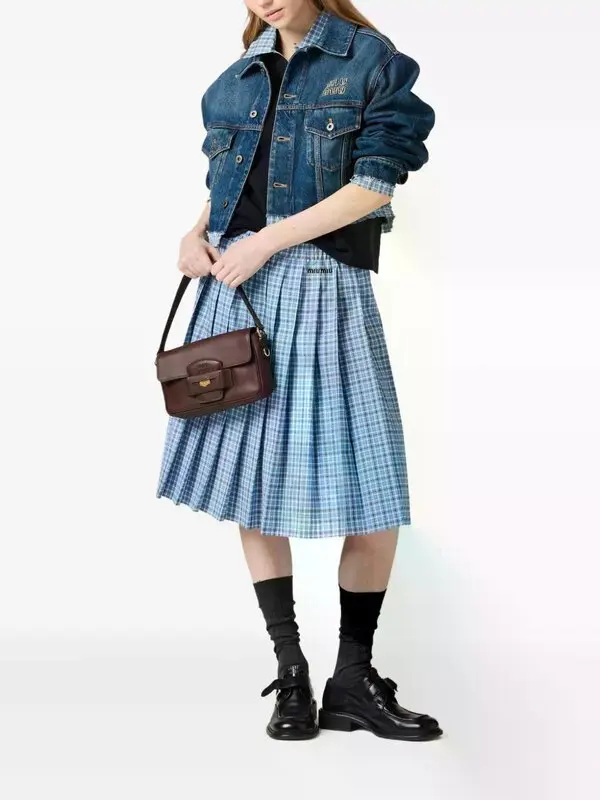 Miu Miu Pleated Checked Skirt