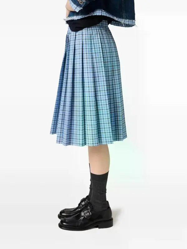 Miu Miu Pleated Checked Skirt