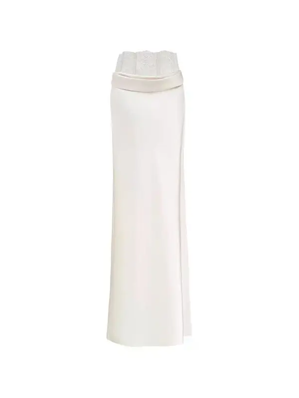 SEEN USERS Maxi Skirt With Draped Detailing And Floral Lace Appliqu