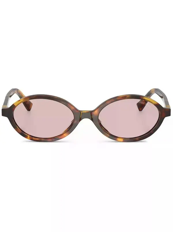 Miu Miu Oval Frame Sunglasses - Brown