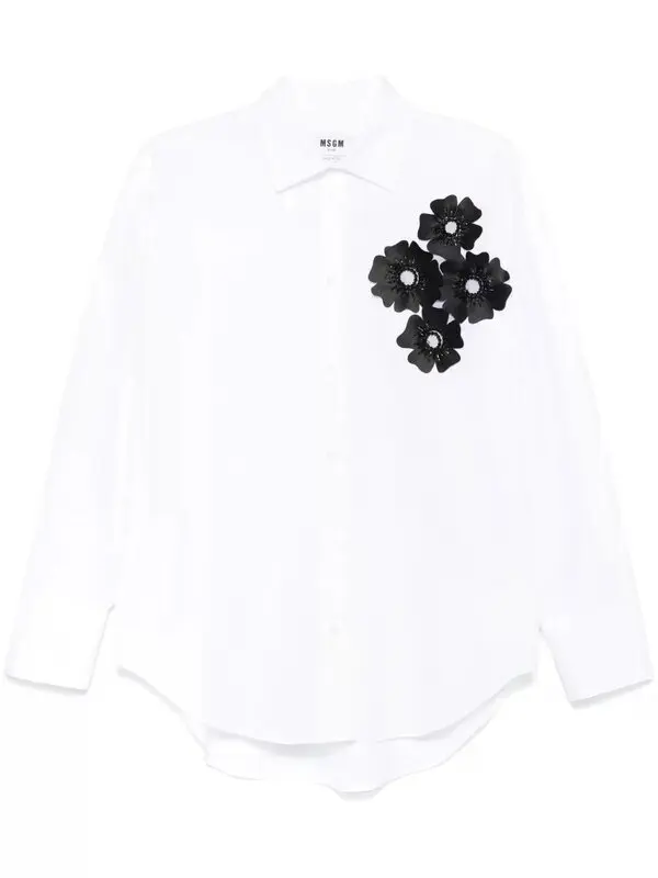 MSGM Floral-appliqué Shirt - White