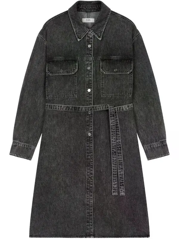 STUDIO TOMBOY Denim Midi Shirt Dress - Black