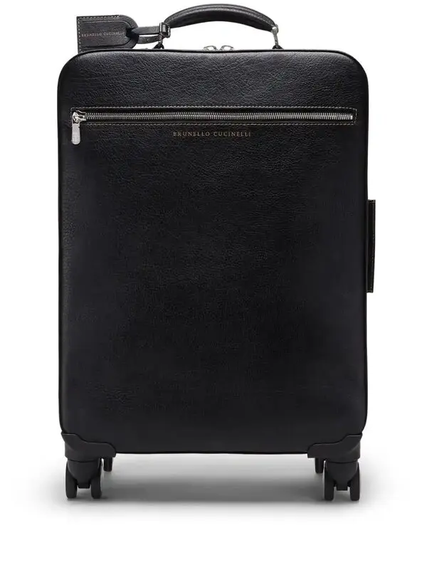 Brunello Cucinelli Grained Leather Suitcase - Black