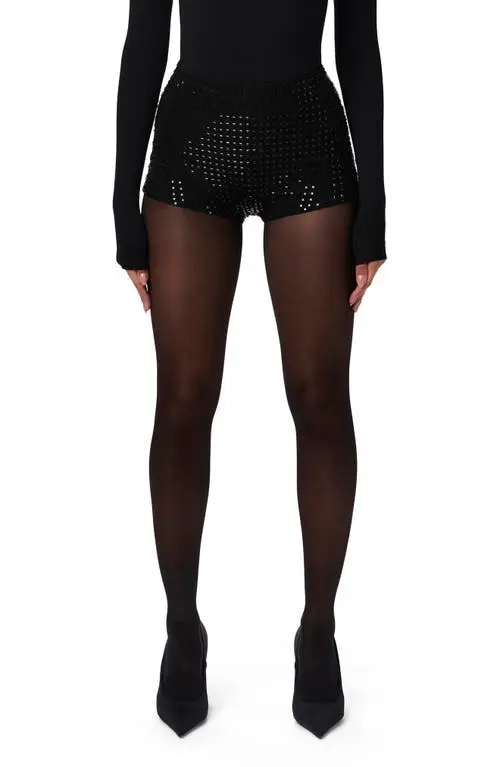 Naked Wardrobe Crystal Studded Shorts - Black