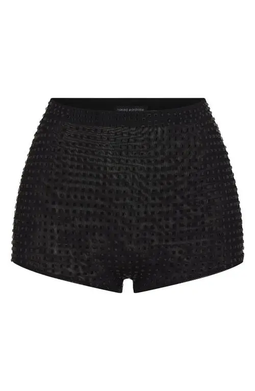 Naked Wardrobe Crystal Studded Shorts - Black