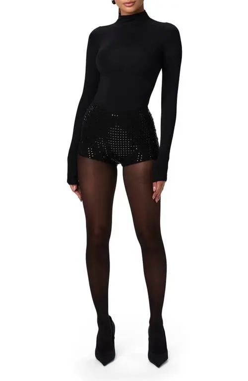 Naked Wardrobe Crystal Studded Shorts - Black