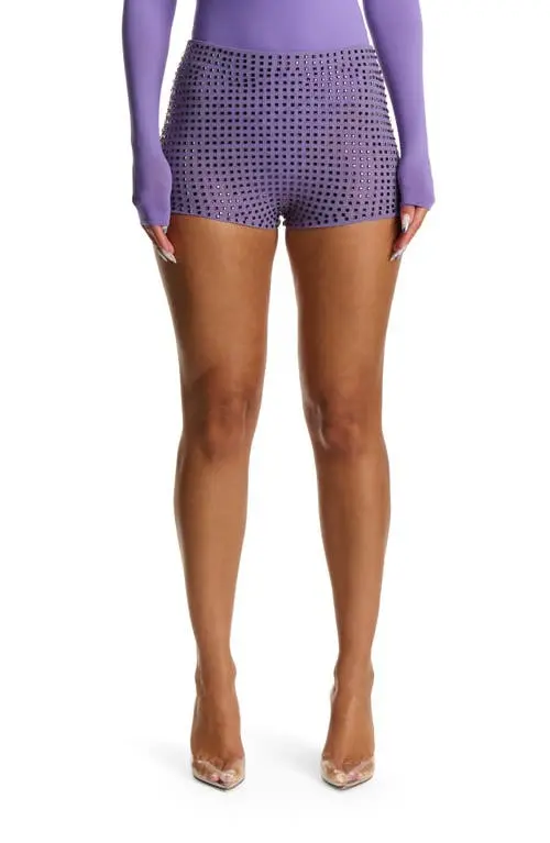 Naked Wardrobe Crystal Studded Shorts - Lavender