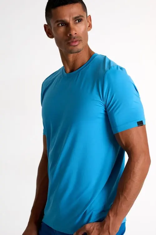 Shan Microfiber Crew Neck T-shirt - Blue
