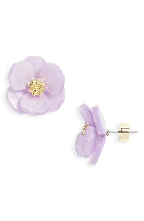 Nordstrom Floral Statement Stud Earrings - Lavender- Gold