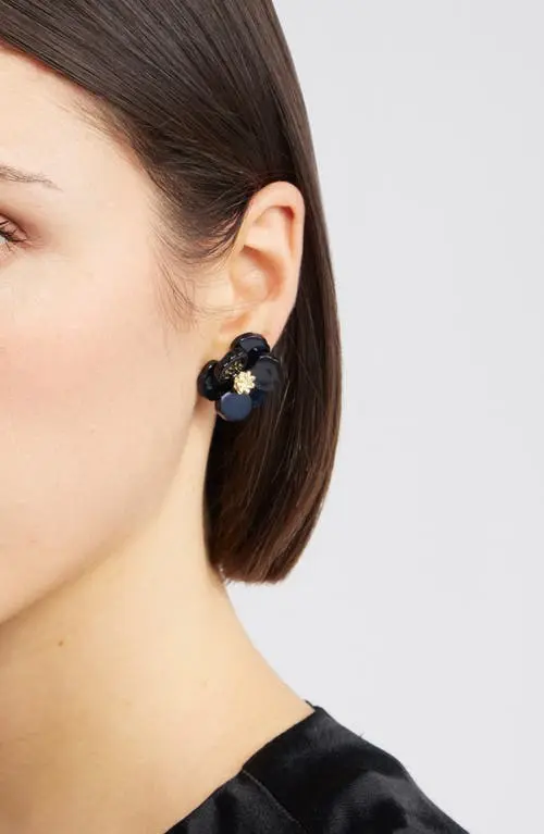 Nordstrom Floral Statement Stud Earrings - Navy- Gold