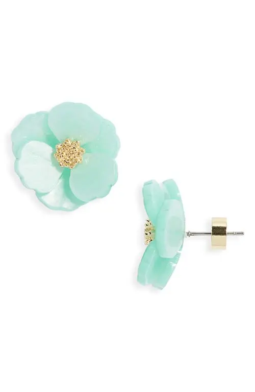 Nordstrom Floral Statement Stud Earrings - Seafoam- Gold