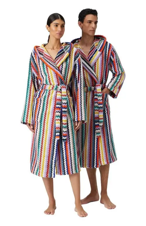 Missoni Riverbero Bathrobe In Cotton Terry With Zigzag Pattern - Multicoloured