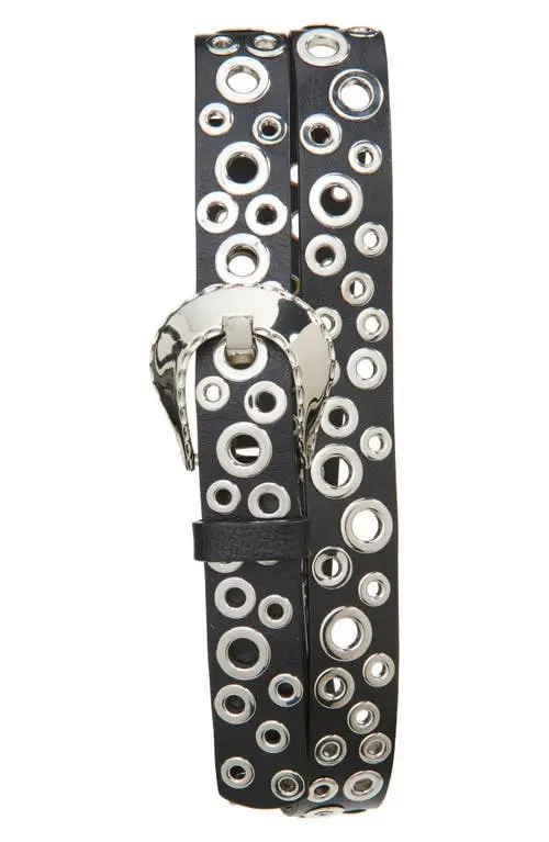 GOLDEN GOOSE Grommet Leather Belt - Black