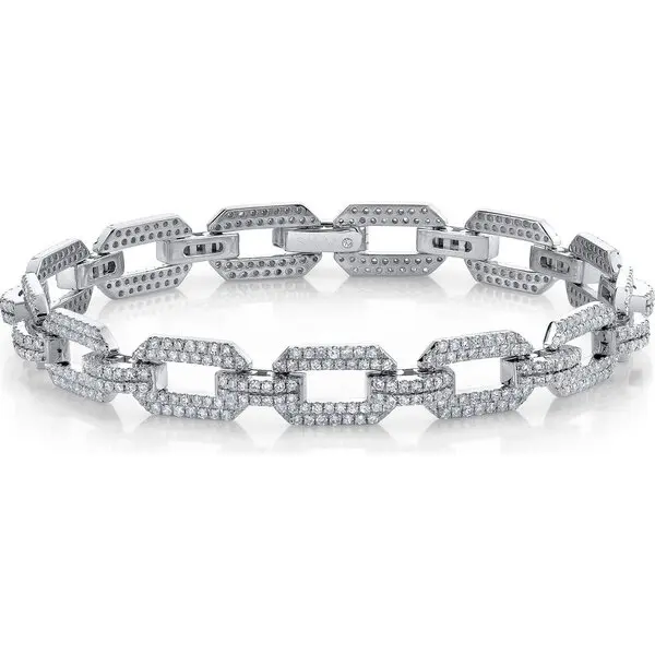 Shay Diamond And 18k Gold Link Bracelet - White Gold