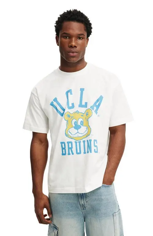 COTTON ON Box Fit License T-shirt - Lcn Ucl Vintage White  Ucla