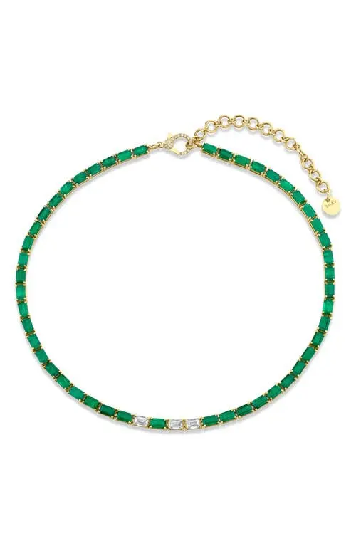 Shay Emerald And Diamond Tennis Necklace - Gold/ Diamond/ Emerald
