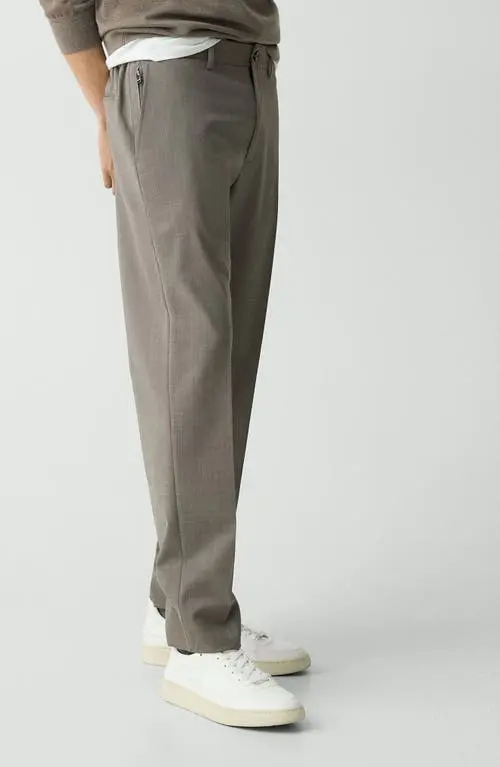 Theory Curtis Motion Wool-blend Trousers - Walnut Melange