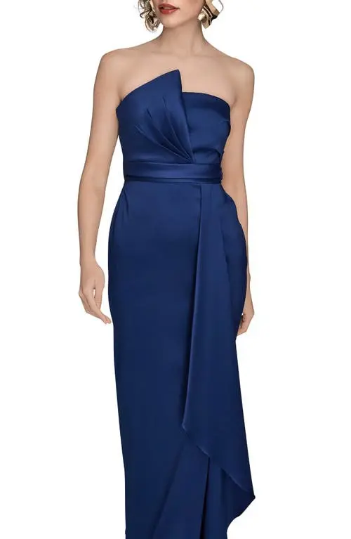 Donna Karan New York Asymmetric Strapless Gown - Sapphire