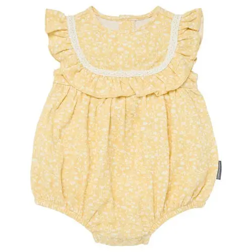 MODERN MOMENTS™ BY GERBER Ruffle Bubble Romper - Light Yellow Vine Flower