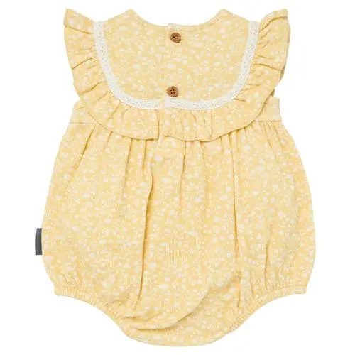 MODERN MOMENTS™ BY GERBER Ruffle Bubble Romper - Light Yellow Vine Flower