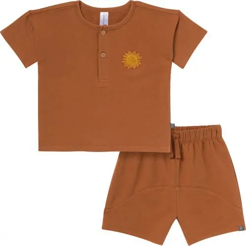 MODERN MOMENTS™ BY GERBER Henley Shirt And Shorts Set - Medium Brown