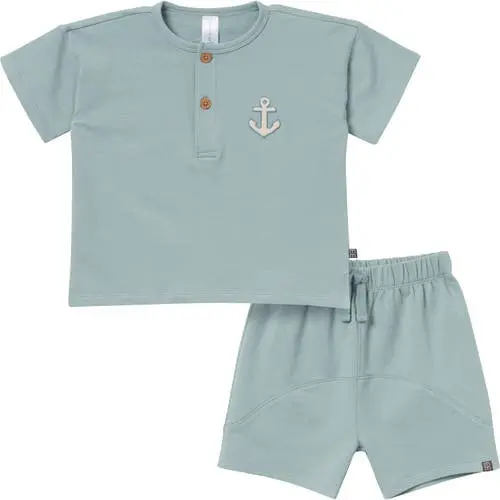 MODERN MOMENTS™ BY GERBER Henley Shirt And Shorts Set - Medium Teal