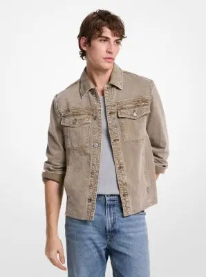 Michael Kors Washed Denim Shirt Jacket