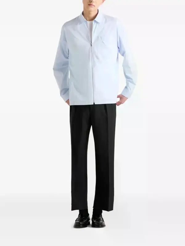 Prada Cotton Zip-up Shirt - Blue