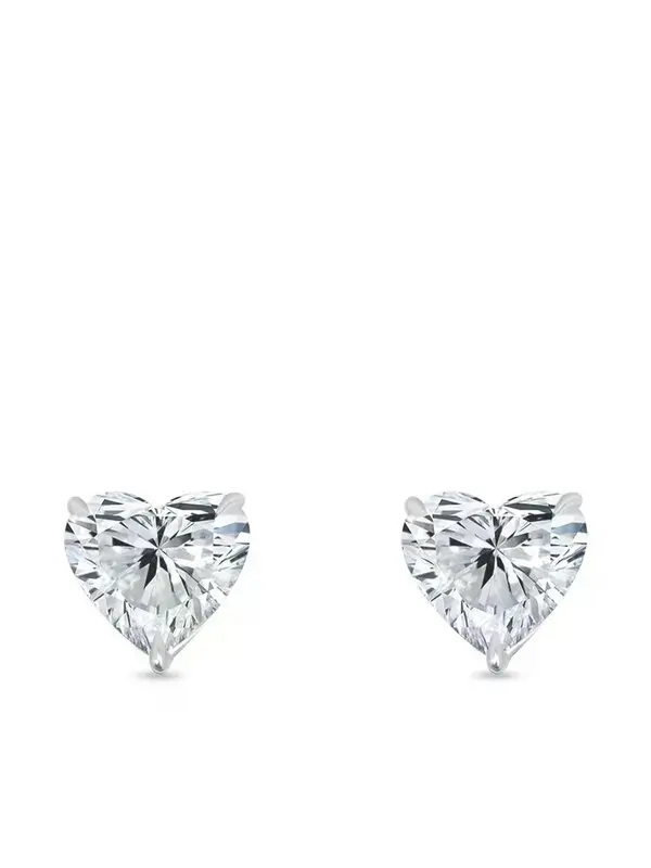 TILLA 14kt Gold Diamond Heart Stud Earrings - White