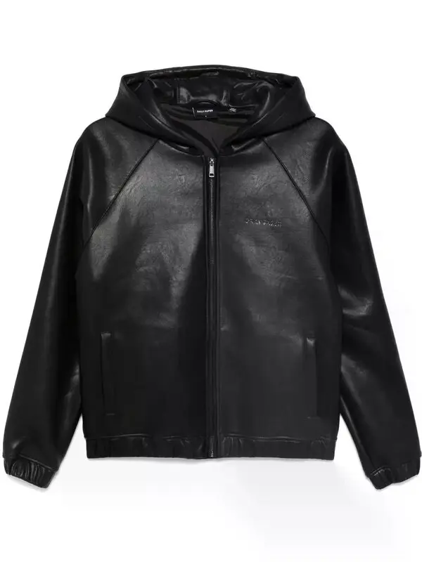 DAILY PAPER Faux Leather Hooded Jacket