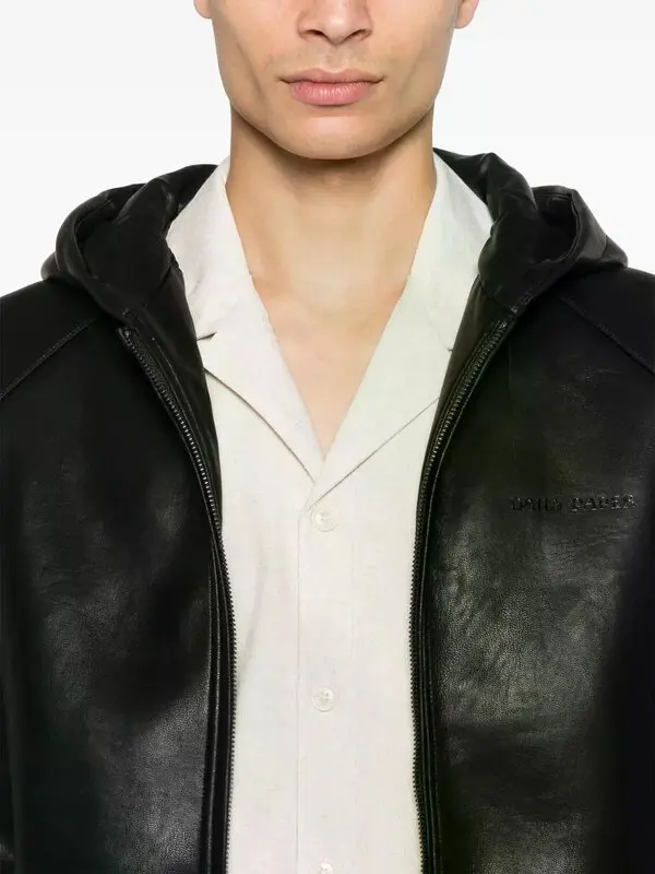 DAILY PAPER Faux Leather Hooded Jacket