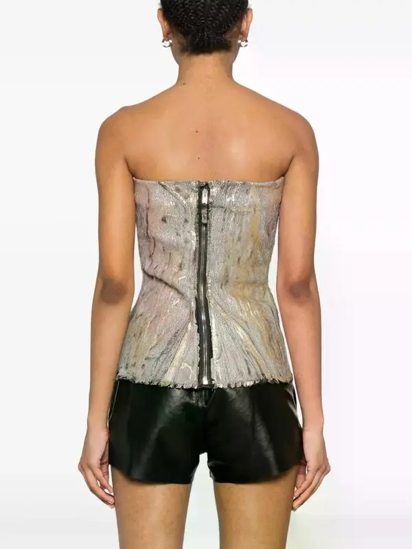 Rick Owens Cracked-effect Bustier - Gold