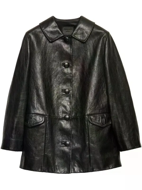 Prada Leather Button-up Jacket