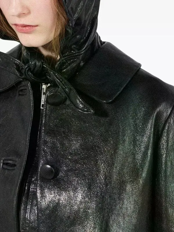 Prada Leather Button-up Jacket
